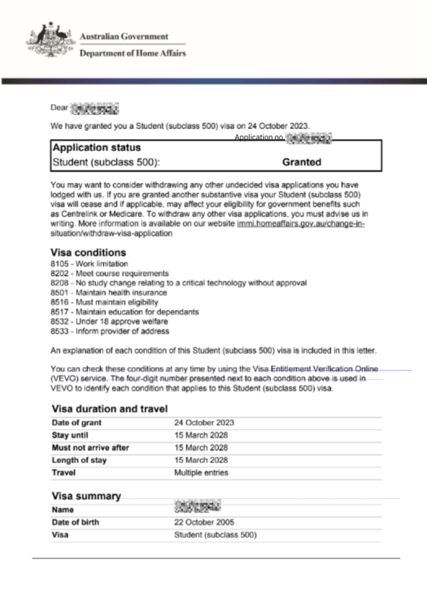 Australia Study Visa Subclass 500 [Silas] | OCSC Global Success Story ...
